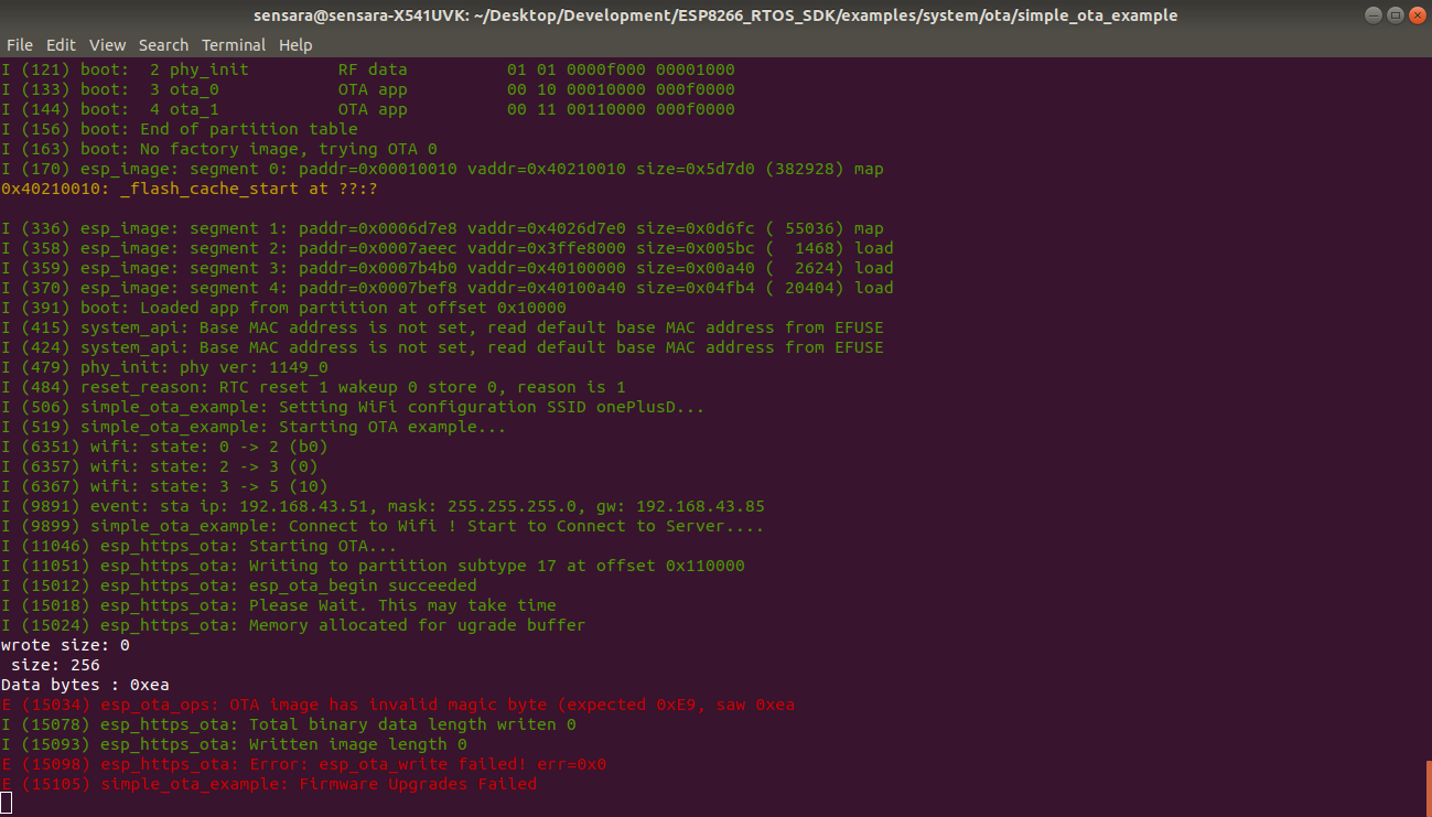 Simple Ota Upgrade With Esp8266 Error Git8266o 301 · Issue 716 · Espressifesp8266rtossdk 9880