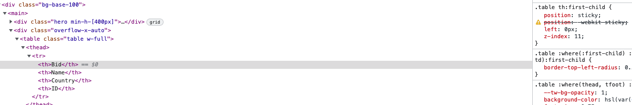 Reason for z-index 11 on first th child in table? · saadeghi daisyui · Discussion #703 · GitHub