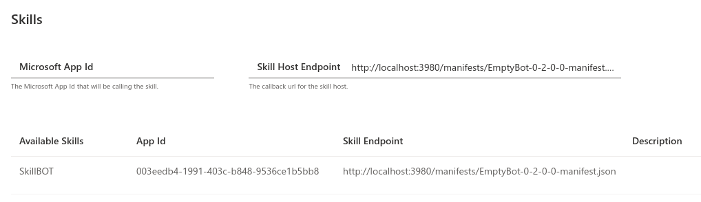 Error in invoking Skill ID .. ""http://localhost:3980/manifests/EmptyBot-0-2-0-0-manifest.json ...