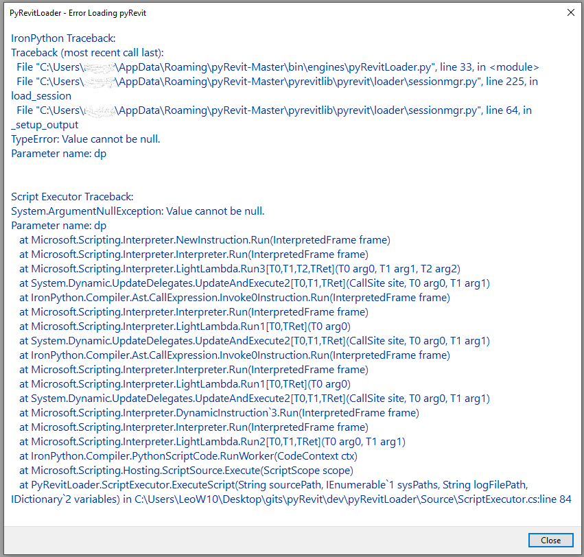 Sweet Crash On Application Loading · Issue 598 · Pyrevitlabs Pyrevit · Github
