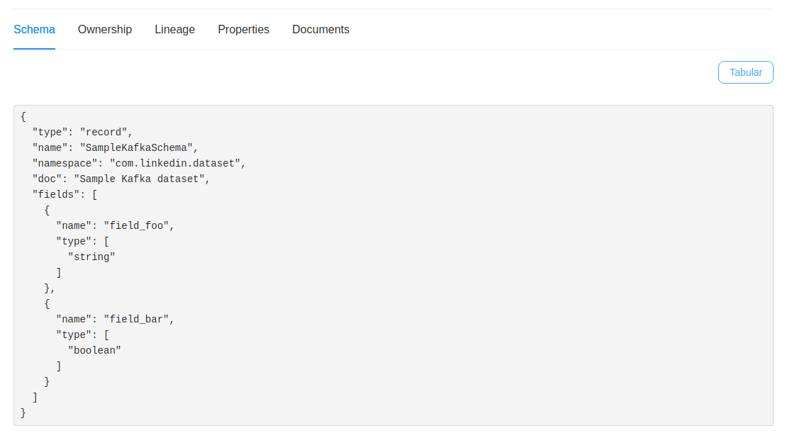 Syntax highlighting of raw schema · Issue #2613 · datahub-project ...