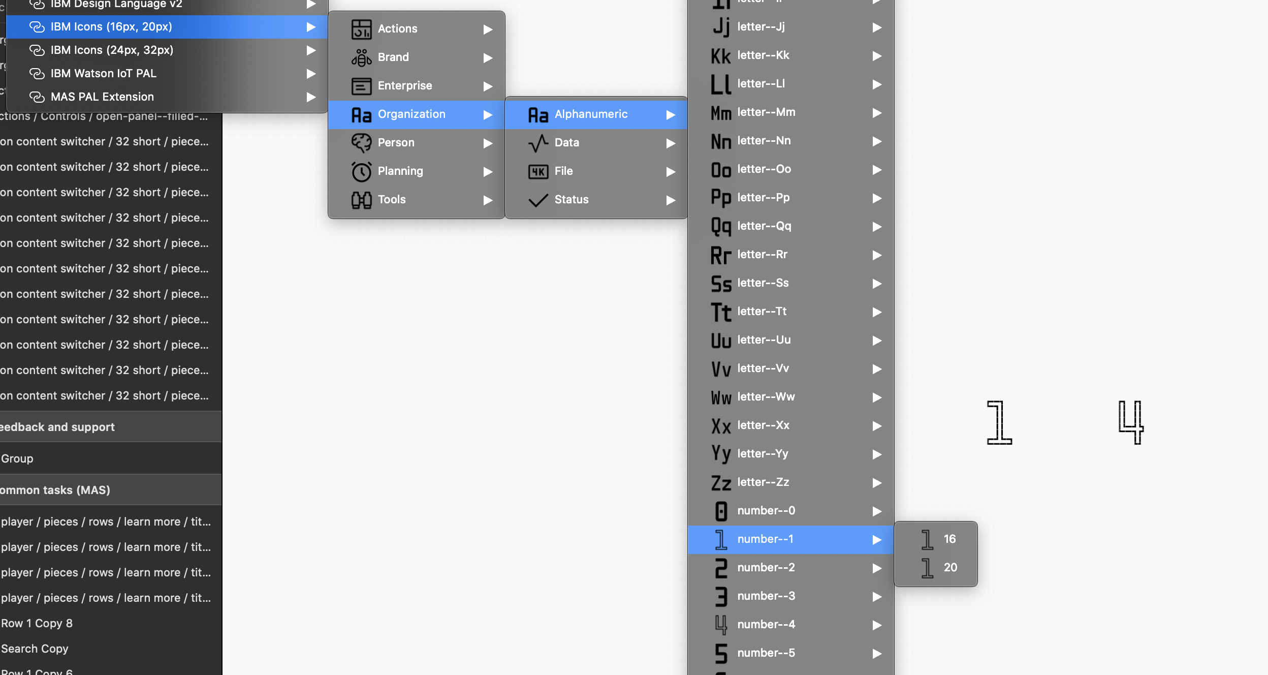 Number--1 and Number--4 Alphanumeric icons have switched to borders ...