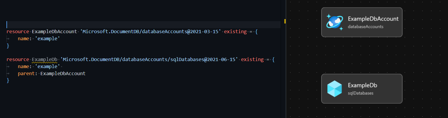Visual Studio Code Bicep extension does not display dependency when ...