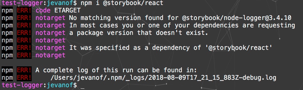 node-logger v3.4.10 won't install as @storybook/react dependency · Issue #3990 · storybookjs ...