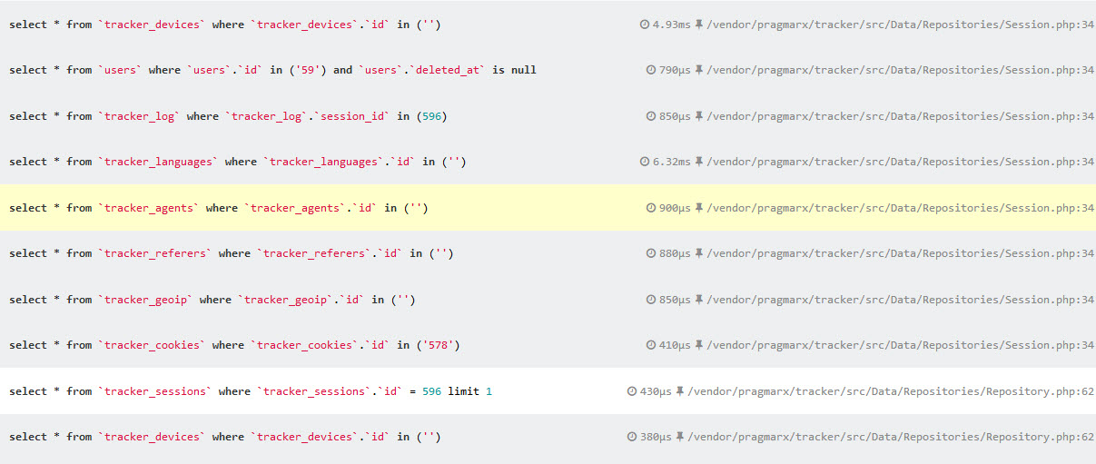 High server load and high number of queries · Issue #436 · antonioribeiro/tracker · GitHub