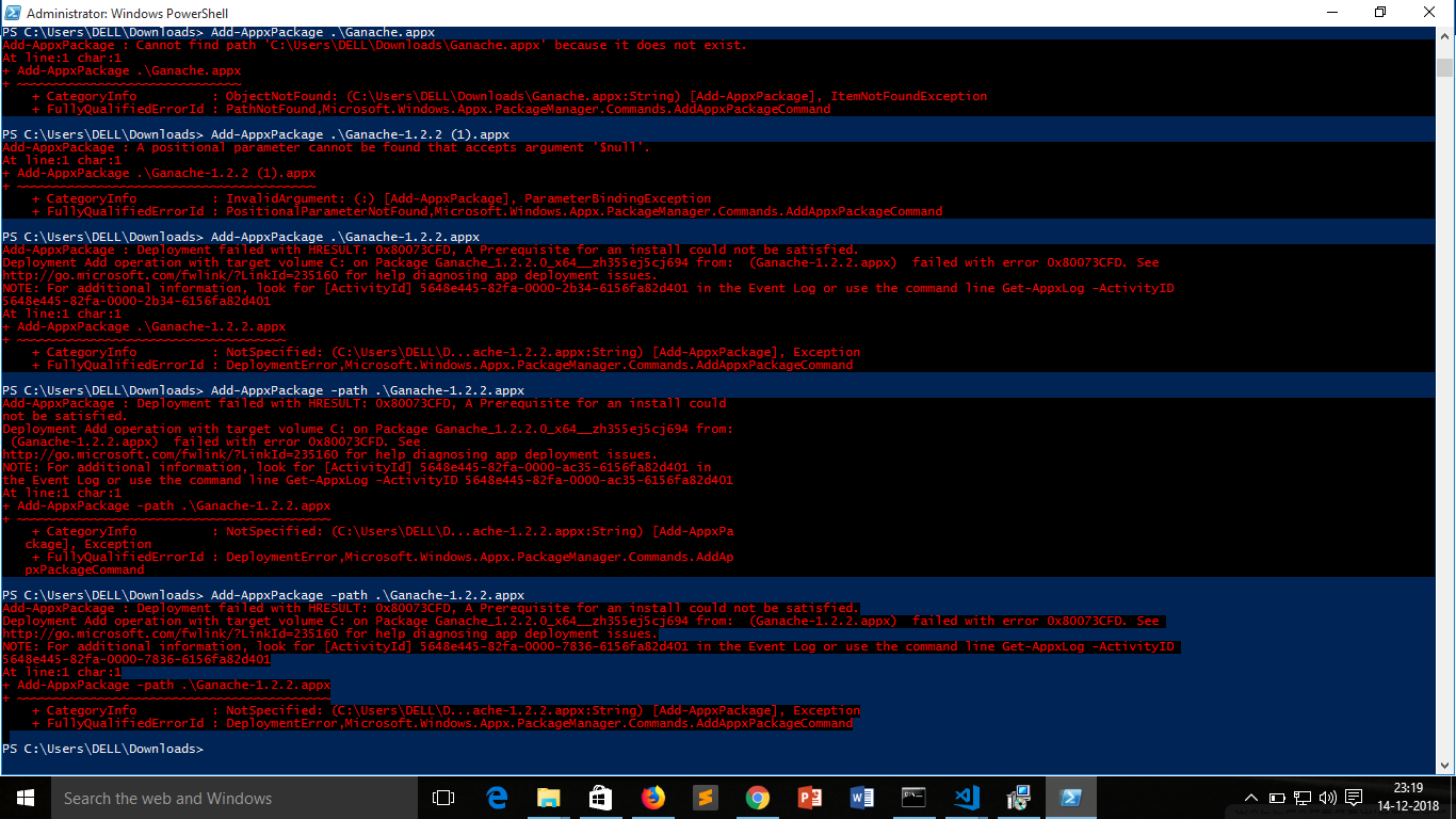 0x80073cfd Error In Windows 10 · Issue 1049 · Trufflesuiteganache Ui 5041