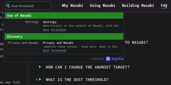 Algolia Does Not Return Faq Entry · Issue 450 · Walletwasabiwasabidoc · Github 