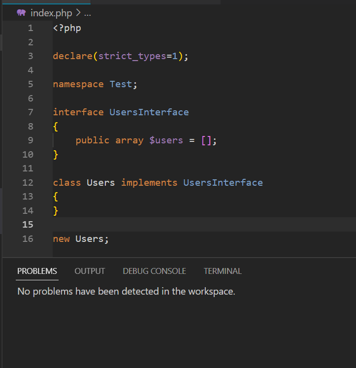 No error when placing a properties inside interface · Issue #174 · DEVSENSE/phptools-docs · GitHub