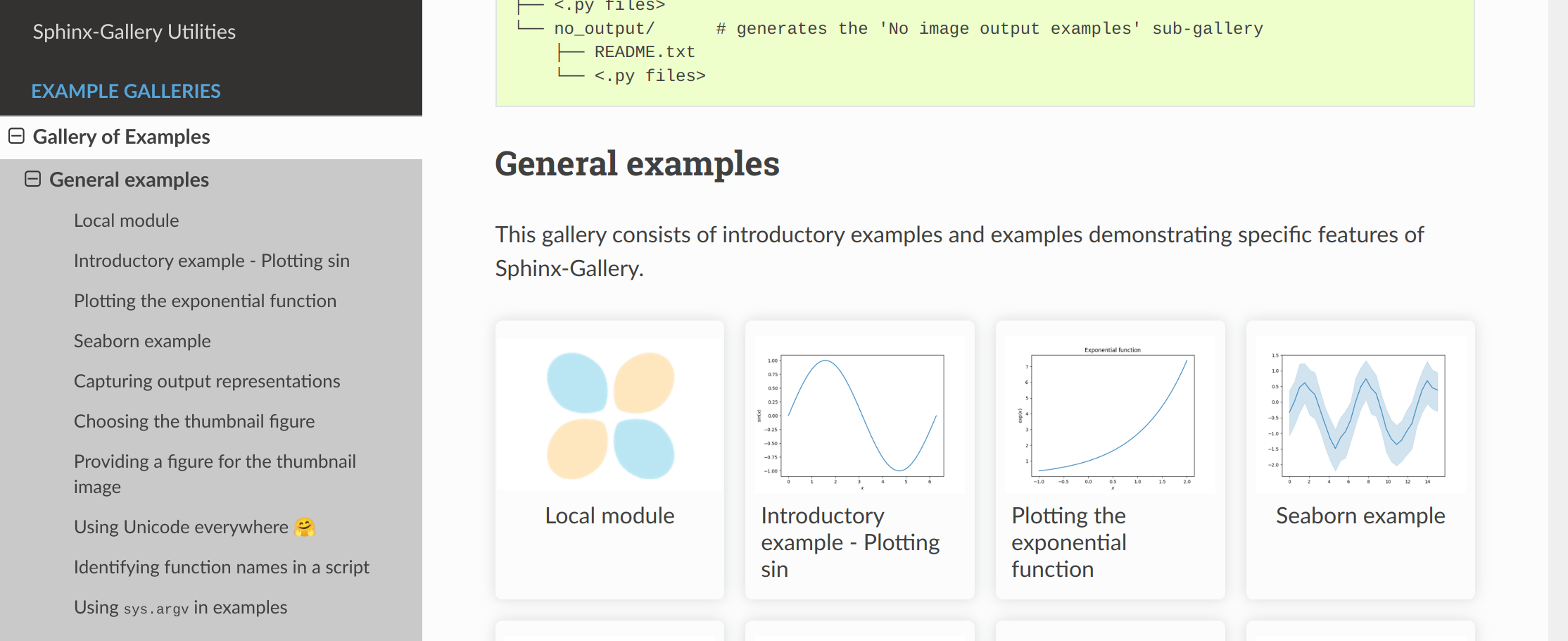 [bug] Sidebar Links Go To Different Places Than Tile Links · Issue 1065 · Sphinx Gallery Sphinx