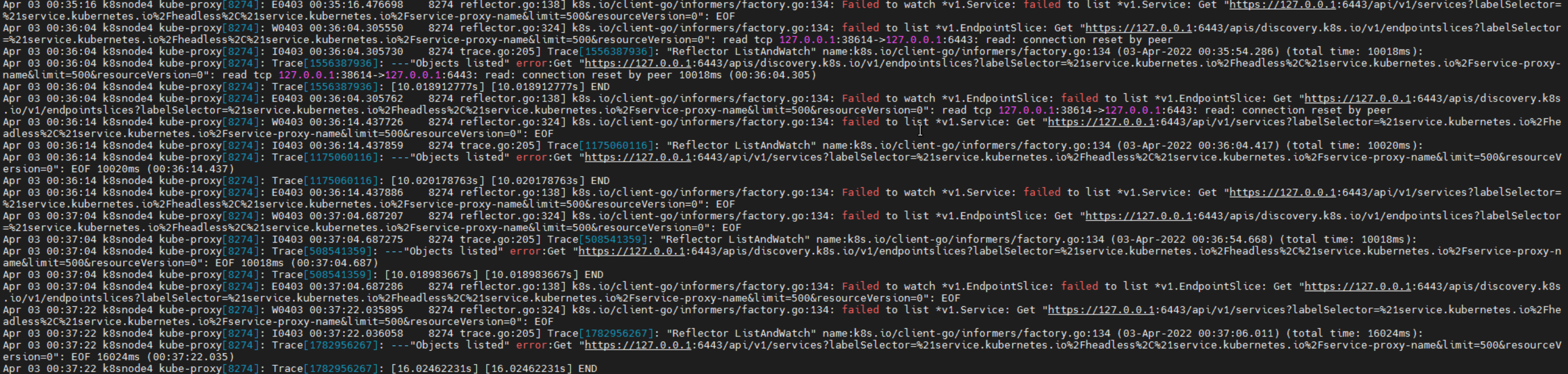 Kubeasz 320 Node节点kube Proxy报错 ：failed To Watch V1endpointslice Failed To List V1 