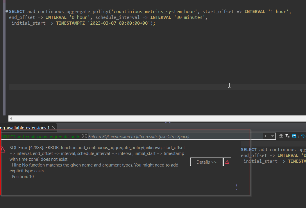 Site Bug Issue With The Page Apilatestcontinuous Aggregatesaddcontinuousaggregate