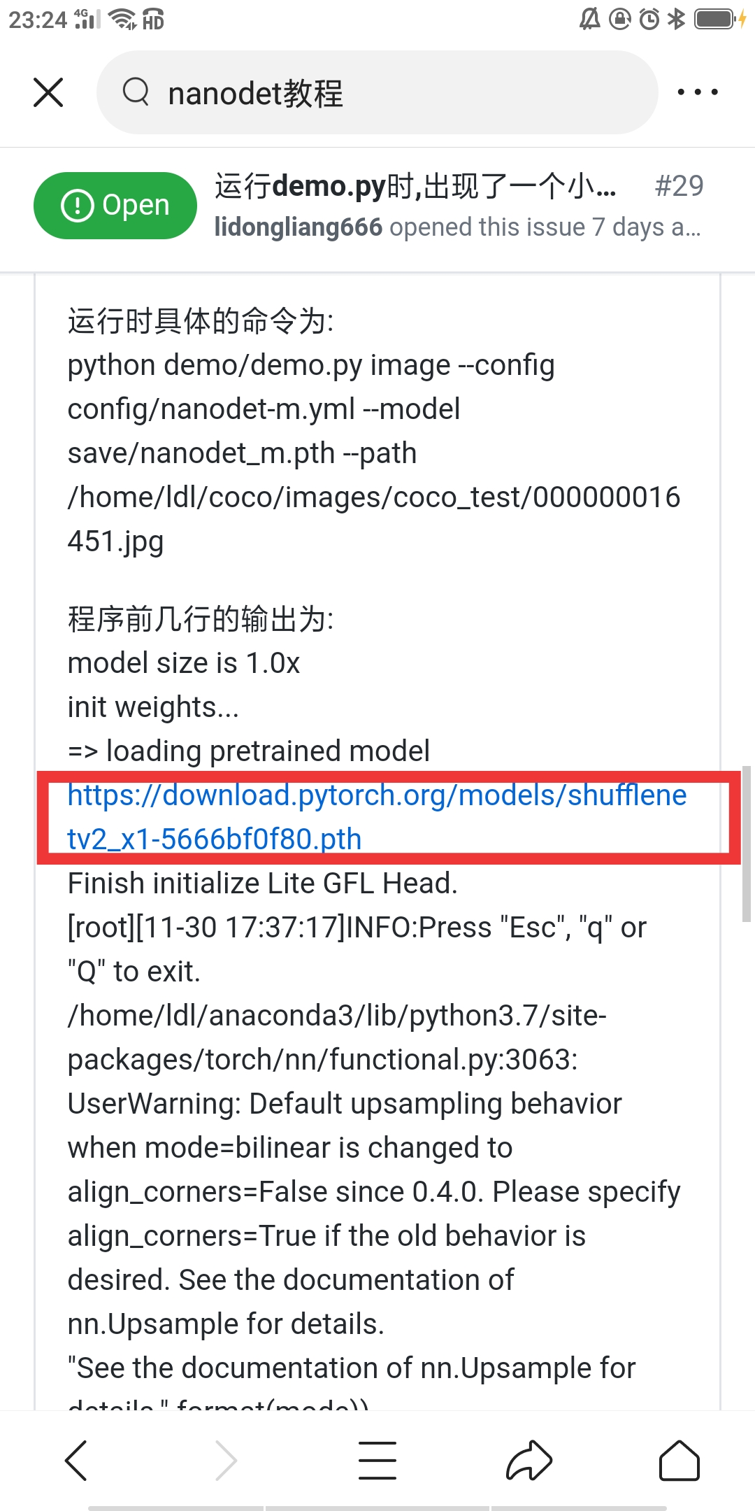 python demo 为什么加载shufflenet,而不是自己下载的nanodet_m.pth文件，跑出来效果明显不好。 · Issue #58 · RangiLyu/nanodet ...