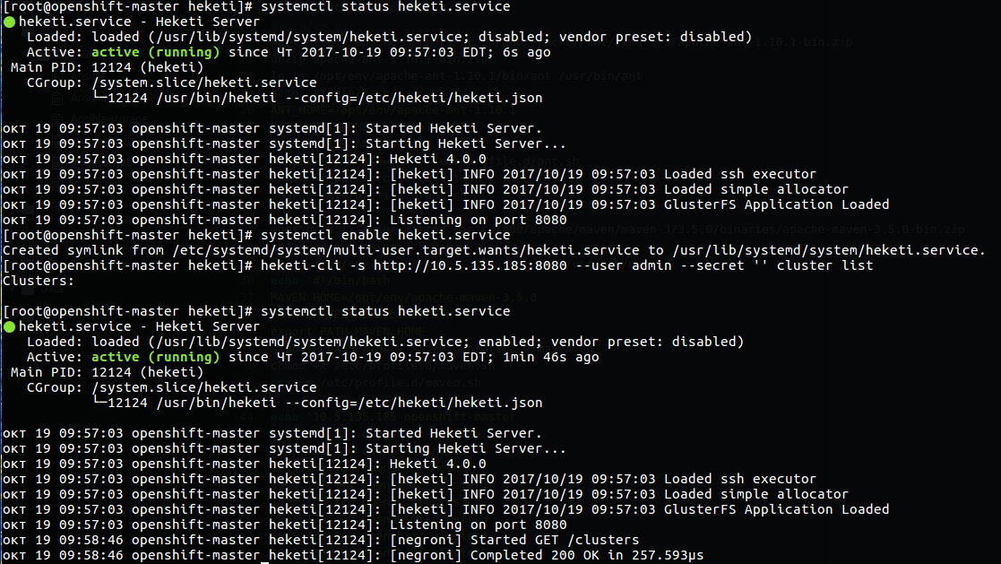 Heketi service stopped after command 'heketi-cli..' · Issue #882 ...