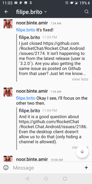 Bug Mismatch Between Replies Linked On App And Website · Issue 2291 · Rocketchatrocketchat