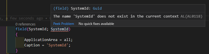 Adding systemid to a page causes error The name 'SystemId' does not ...