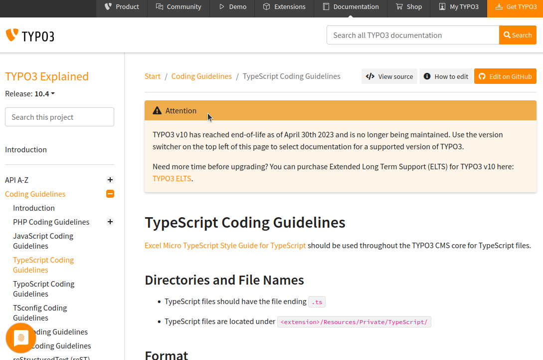 Information about LTS, ELTS (e.g. show status for version of page you are currently reading ...