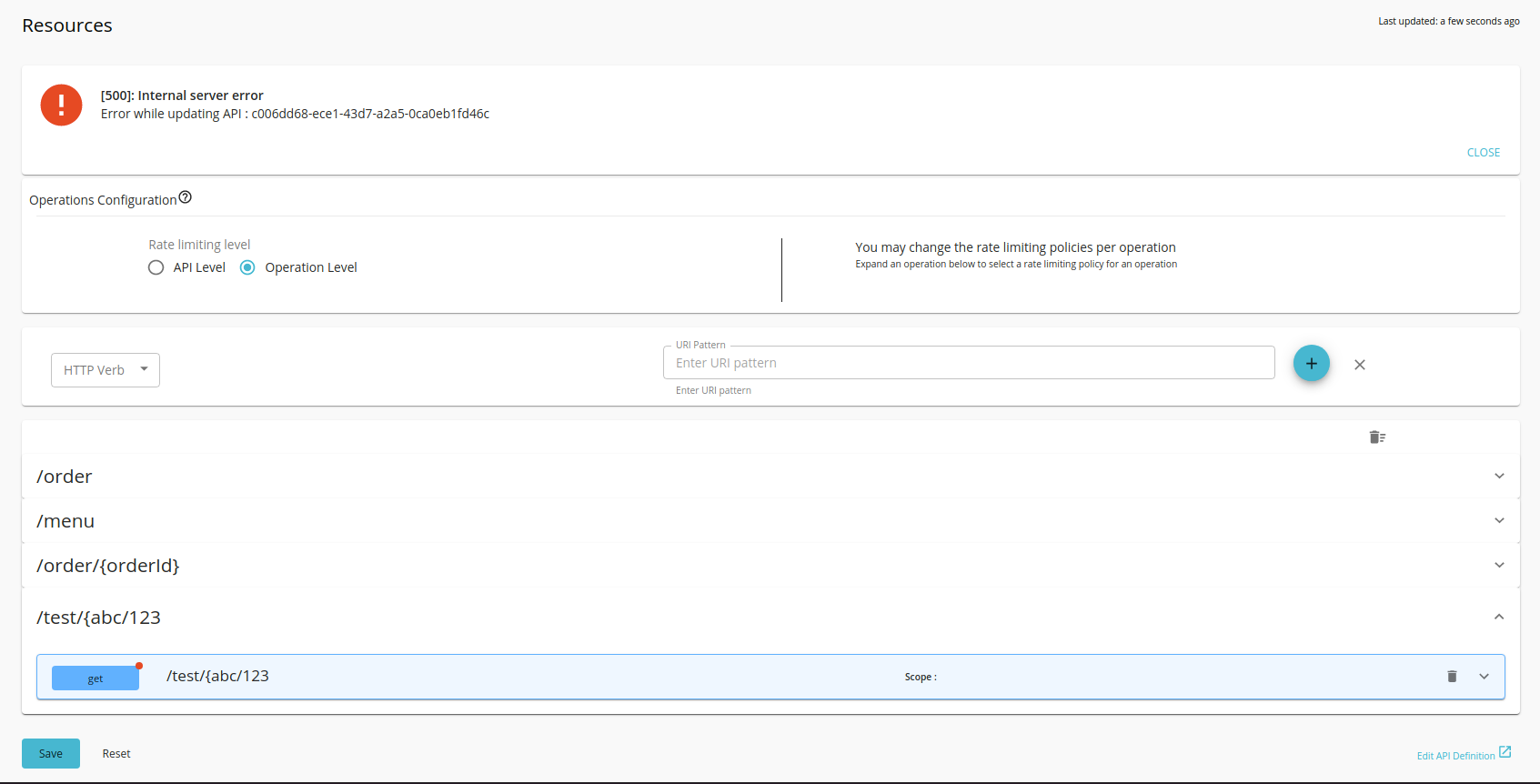Saving an API with an invalid URI pattern · Issue #11367 · wso2/product-apim · GitHub