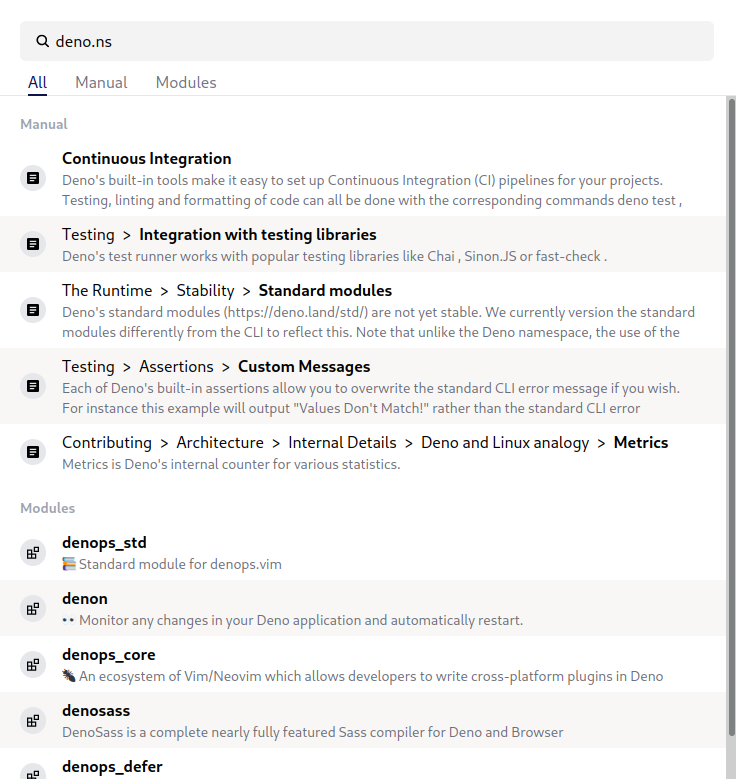 Exact word search (or improve search result) · Issue #515 · denoland/manual · GitHub