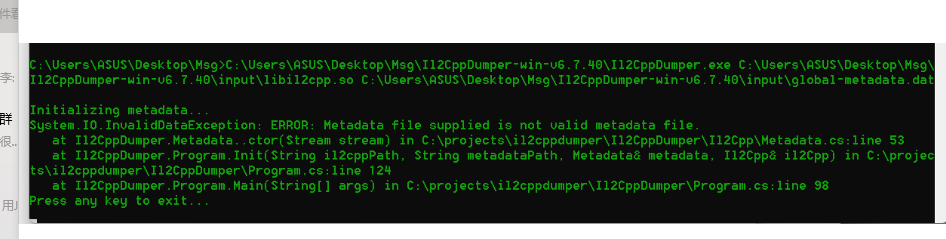nitializing metadata.ystem.IO.InvalidDataException: ERROR · Issue #708 · Perfare/Il2CppDumper ...