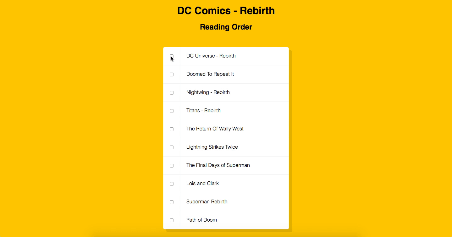 GitHub - rajatgeekyants/Comic-Checklist: Check the first comic that you ...