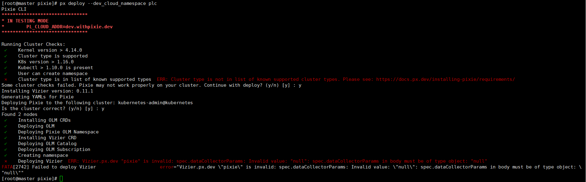 Error when DeployingVizier · Issue #474 · pixie-io/pixie · GitHub