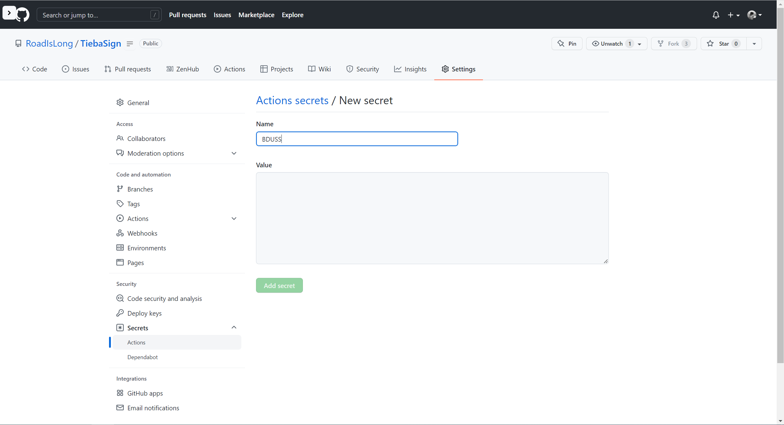 GitHub - RoadIsLong/BaiduTiebaAutoSign: 百度贴吧自动签到