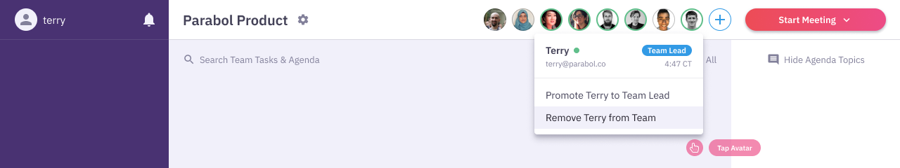 Implement avatar menu header · Issue #2596 · ParabolInc/parabol · GitHub