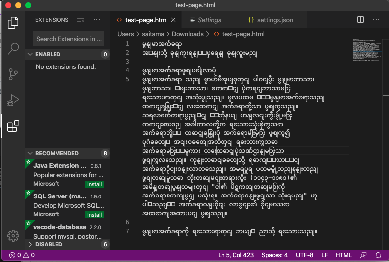 VS Code encoding with Myanmar Font · Issue #92700 · microsoft/vscode · GitHub
