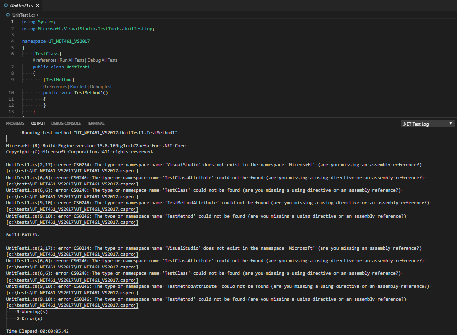 VSCode cannot build .NET Framework Unit Tests · Issue #1331 · OmniSharp ...