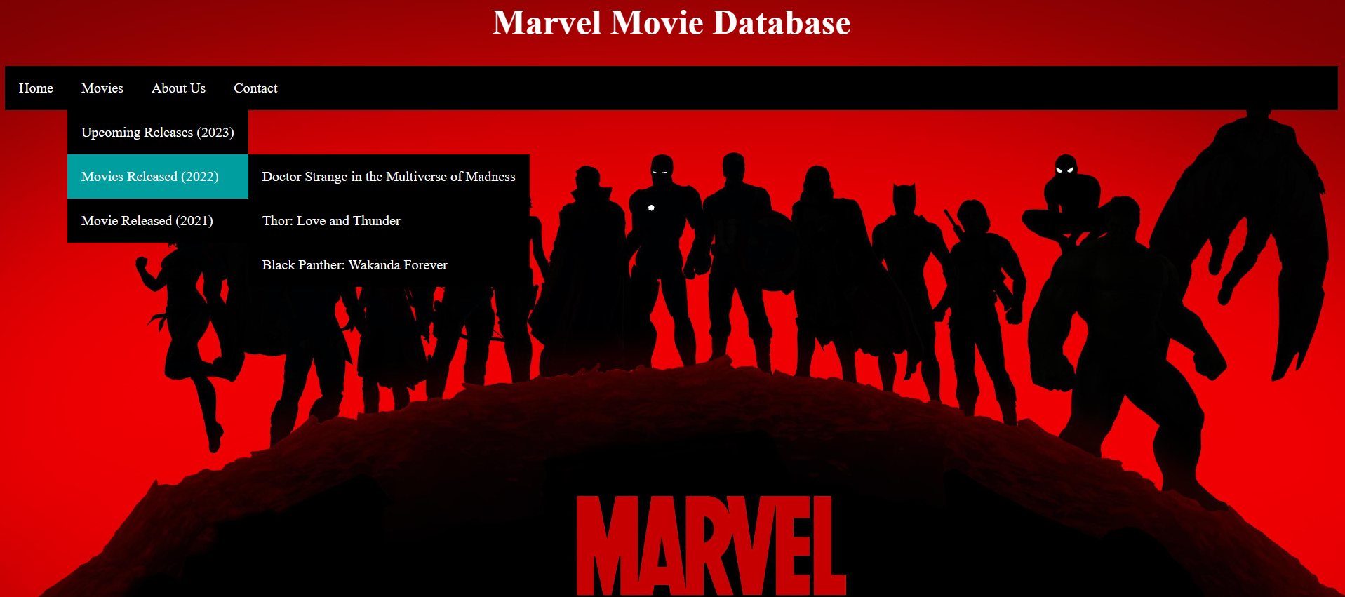 GitHub - anirudhp97/marvel-movie-database
