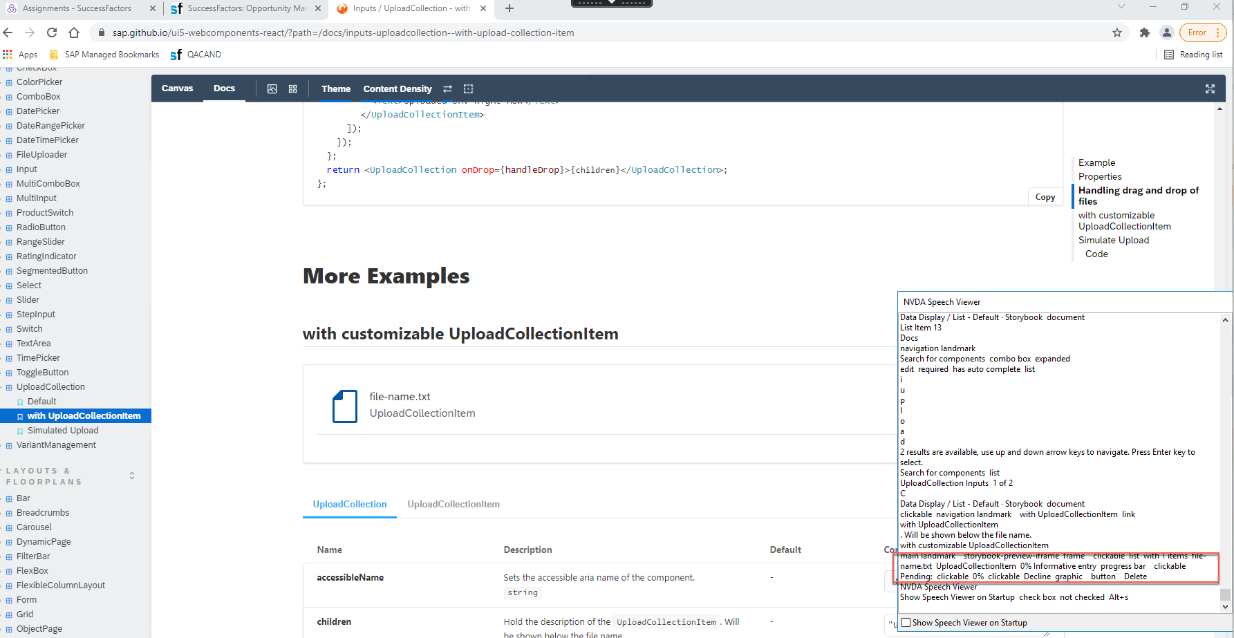 [SF][0.131.20][UploadCollection][BUG] a11y issue: Instruction of actionable elements is supposed ...