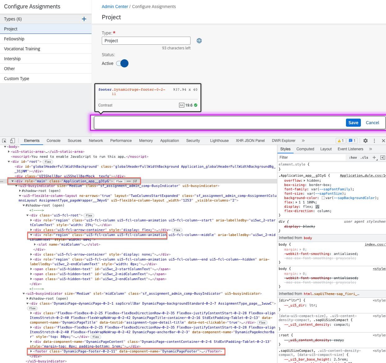 [SF][0.131.24][DynamicPage][a11y] Contentinfo landmark should not be contained in another ...