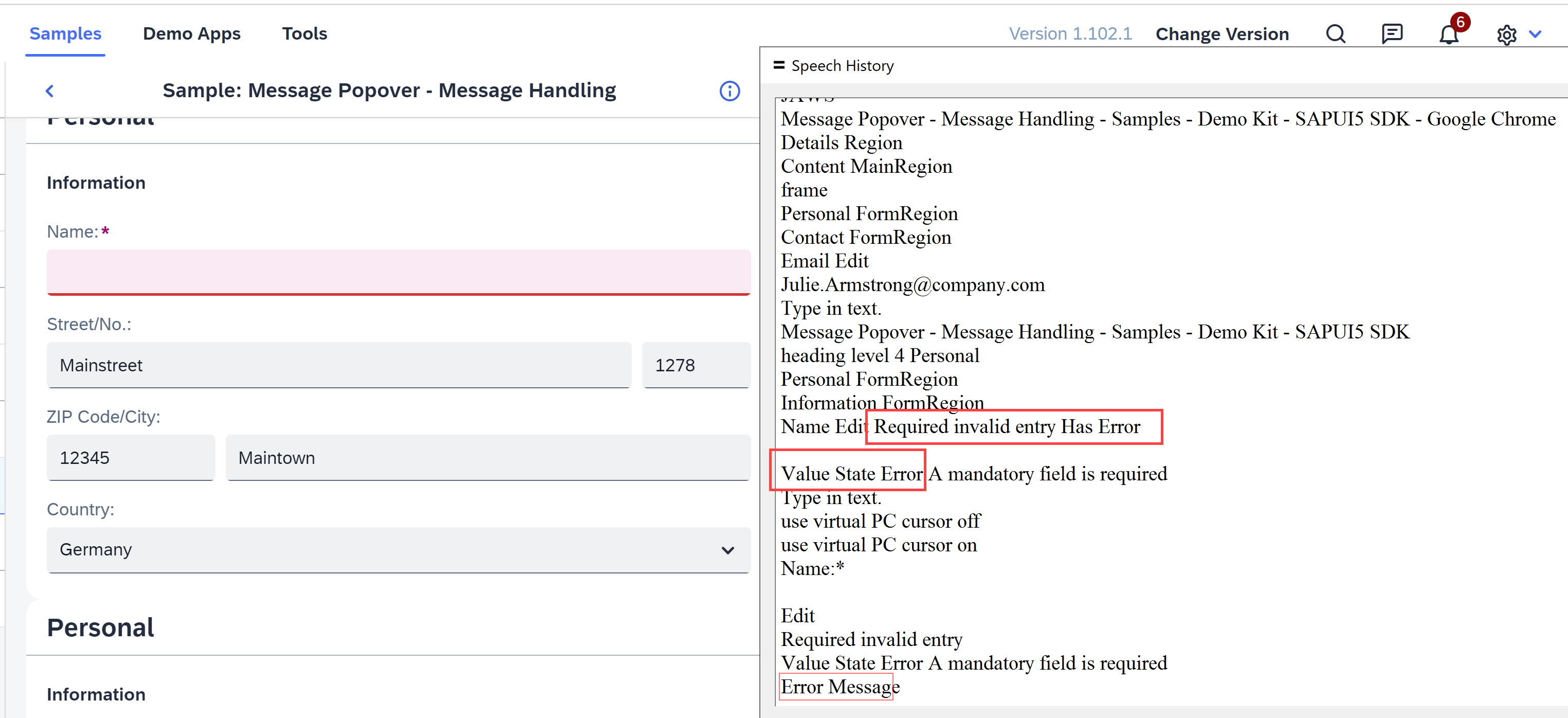 [SF][A11y][DatePicker] "value state" announcement is missing for value state messages · Issue ...