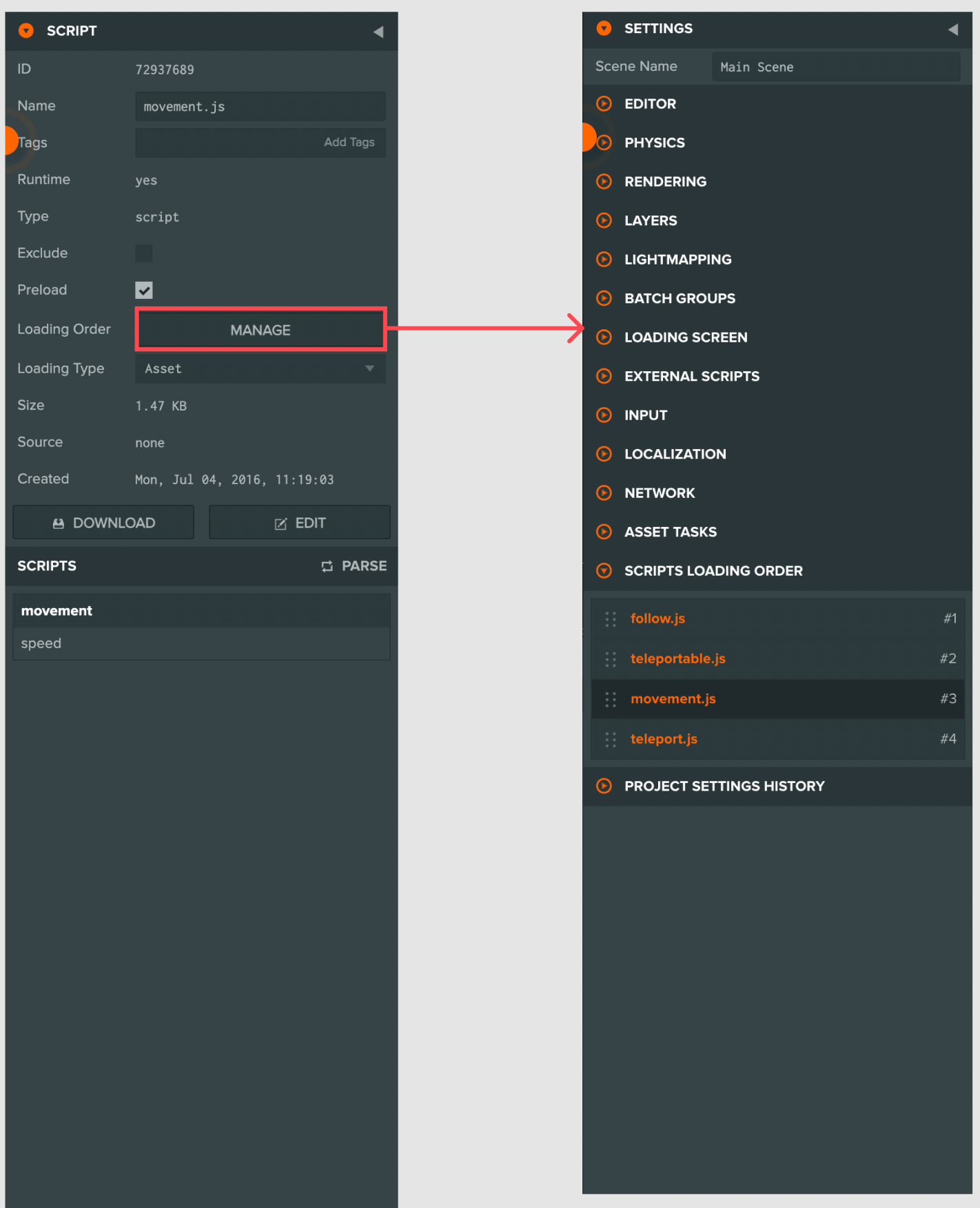 UX tweaks to script loading order settings · Issue #712 · playcanvas/editor · GitHub