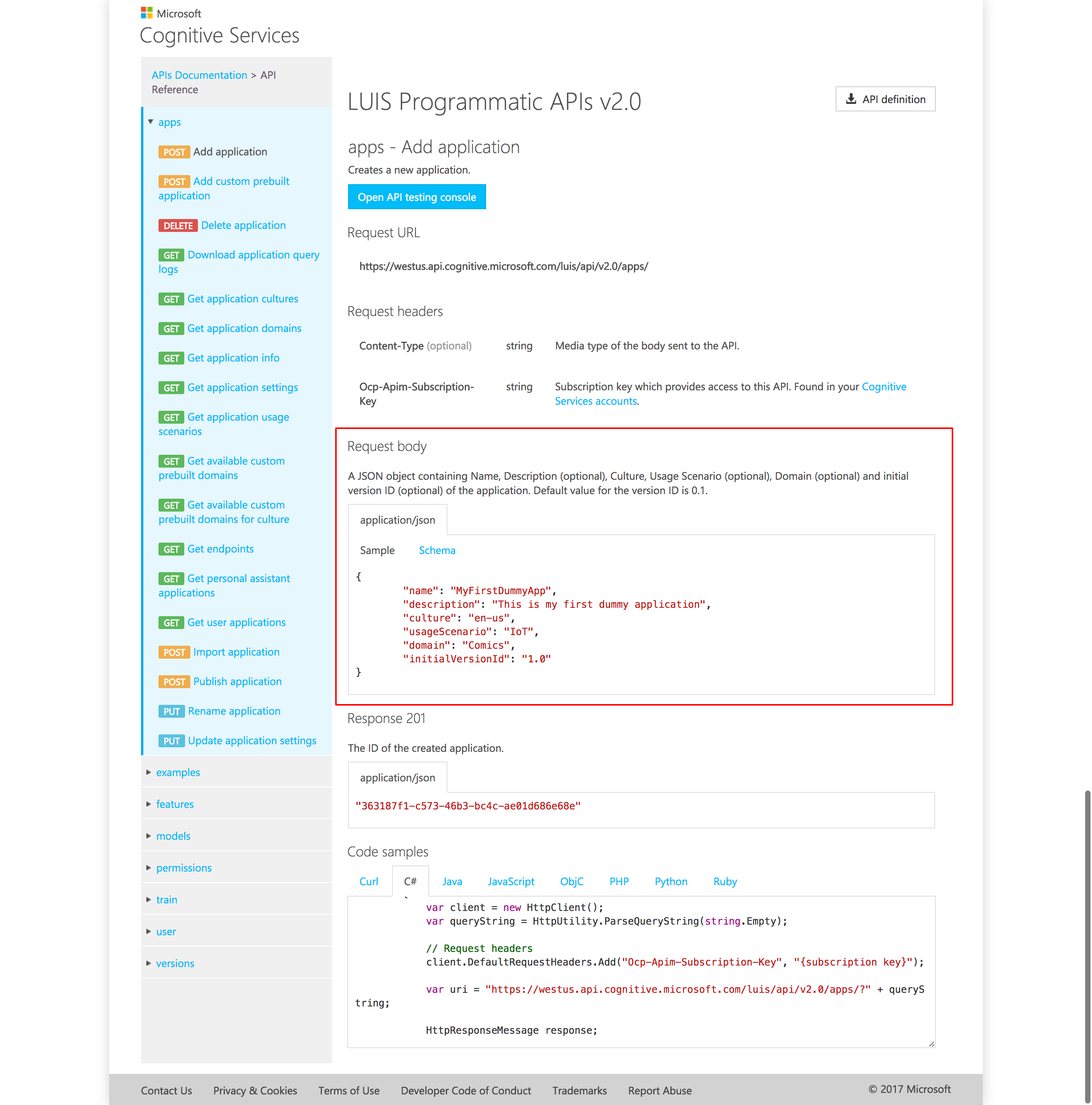 [luis] Programmatic Api · Issue 3083 · Microsoft Botframework Sdk · Github