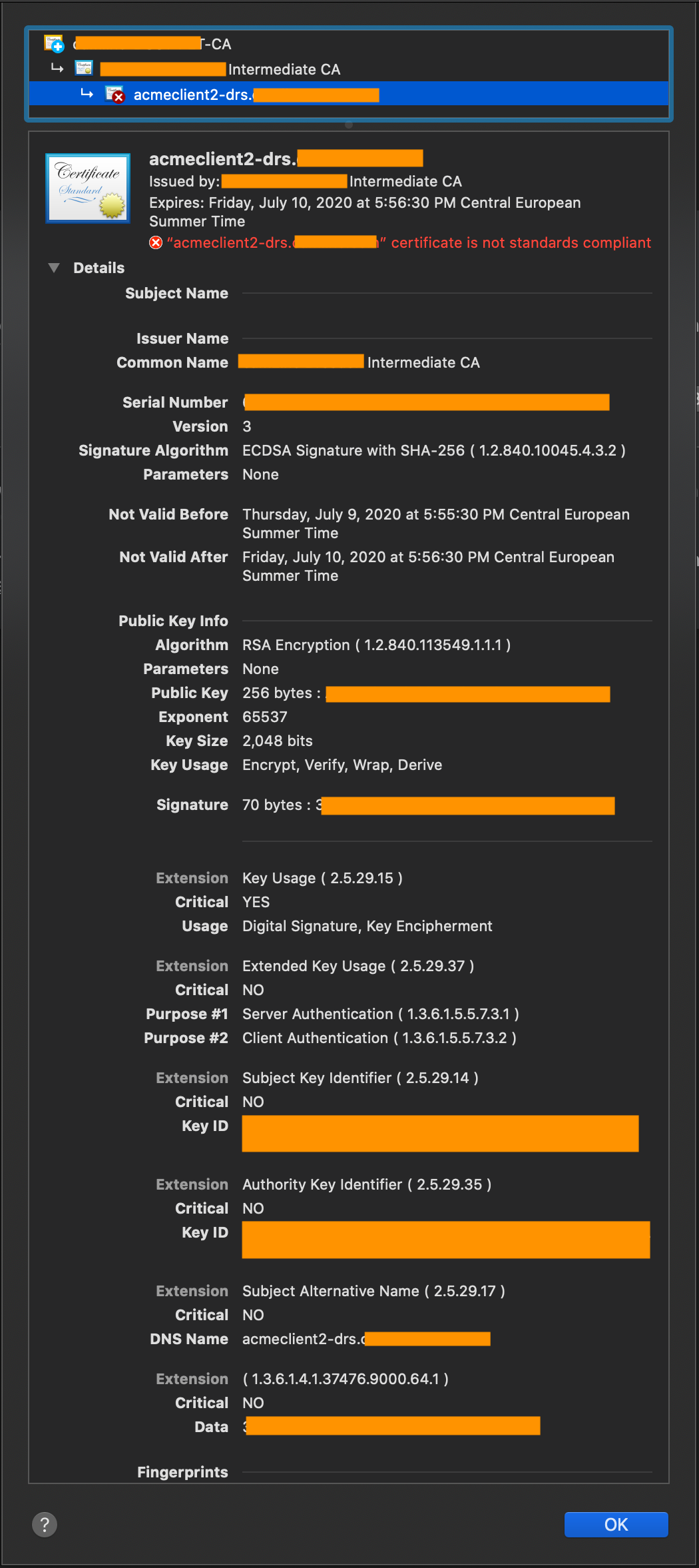 Subject alternative name extension must be marked critical if the ...