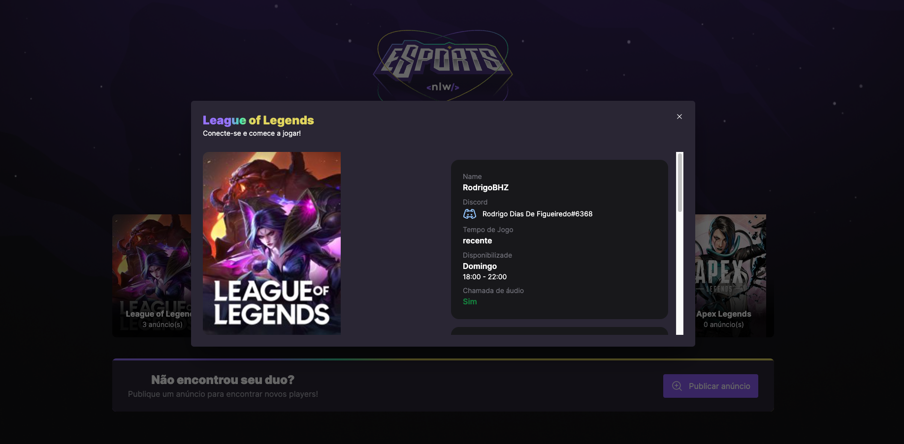 GitHub - rodrigodiasf1984/nlw-eSports-react-react-native-node.js-2022 GitHub - rodrigodiasf1984/nlw-eSports-react-react-native-node.js-2022