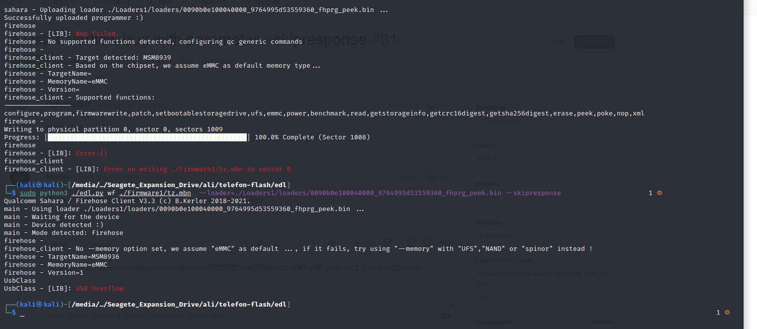 a Usb Overflow bug with parameter --skipresponse · Issue #81 · bkerler/edl · GitHub