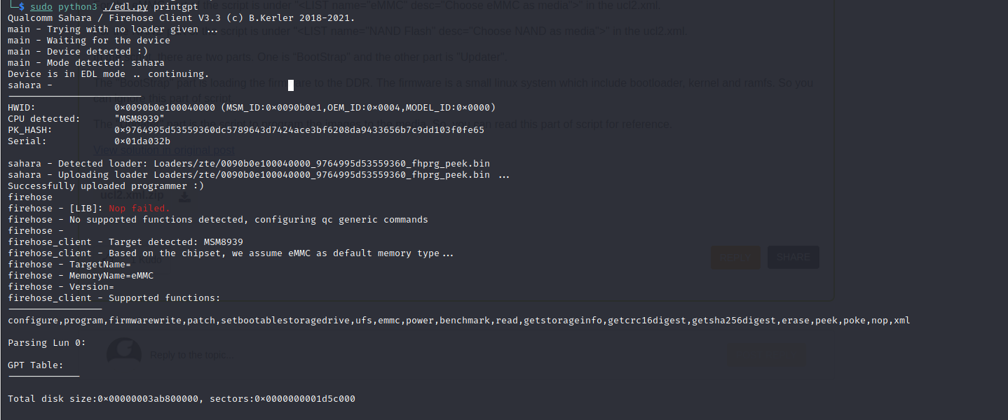qfil [Errno 110] Operation timed out! and fixing gpt table · Issue #82 · bkerler/edl · GitHub
