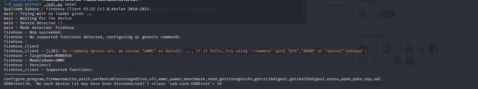 USBError(19, 'No such device (it may have been disconnected)') 19 · Issue #130 · bkerler/edl ...