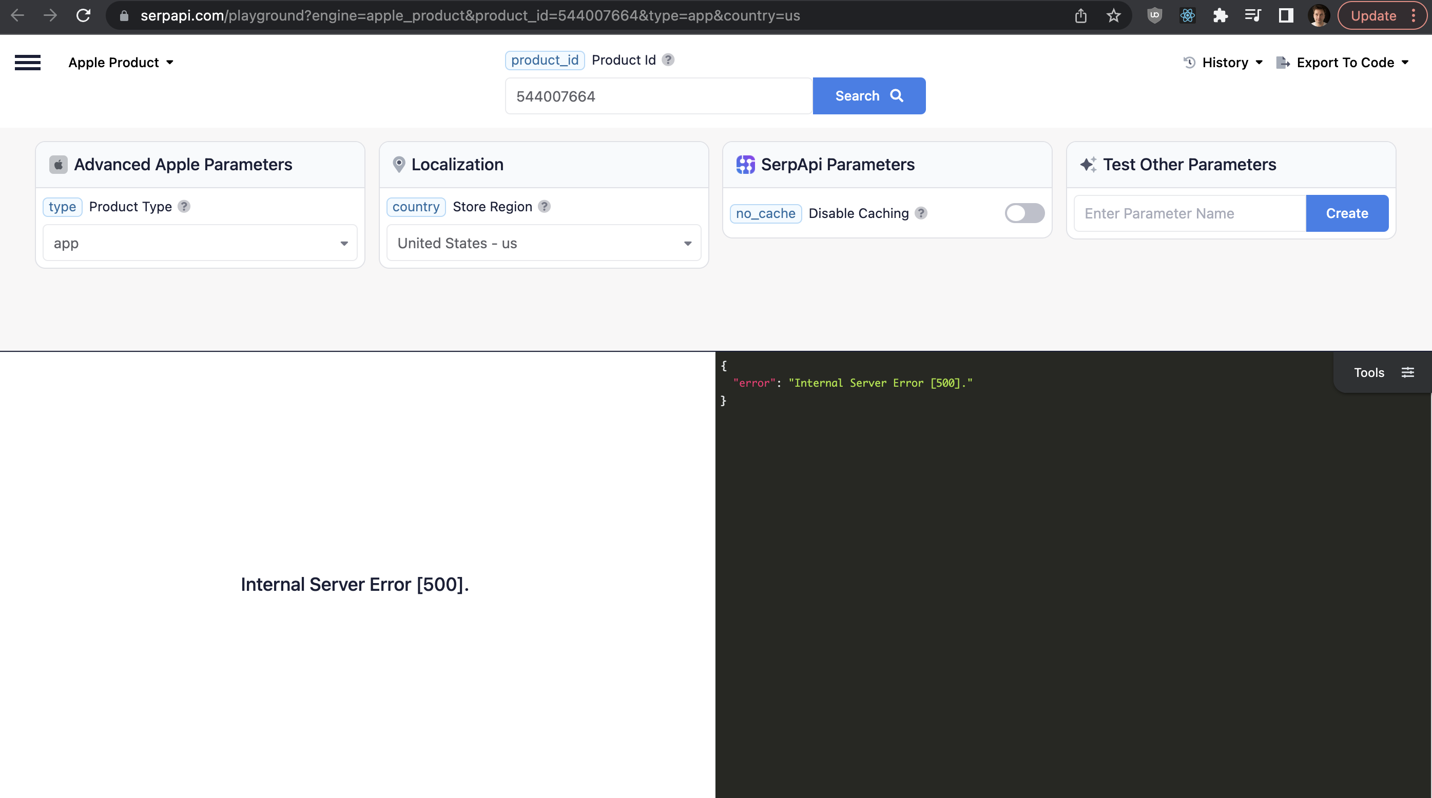 [Apple Product Page API] returns a 500 · Issue #141 · serpapi/public-roadmap · GitHub