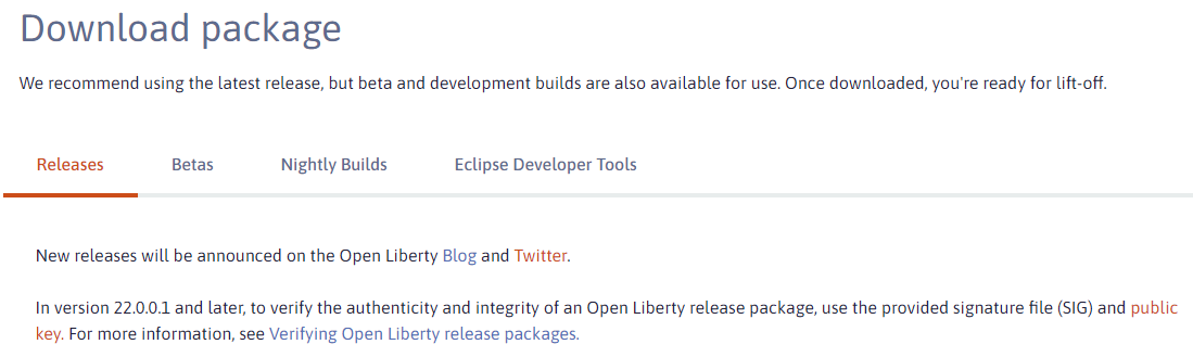 On the beta download tab simplify the signature verification · Issue #2916 · OpenLiberty ...