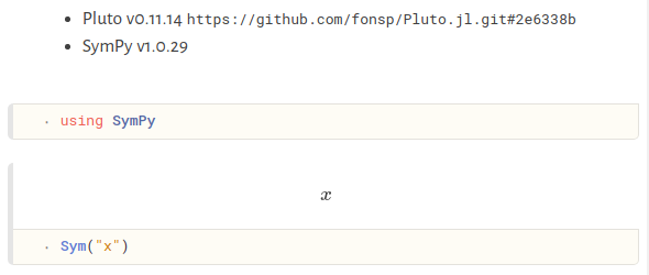 SymPy formulas are not rendered correctly · Issue #488 · fonsp/Pluto.jl · GitHub