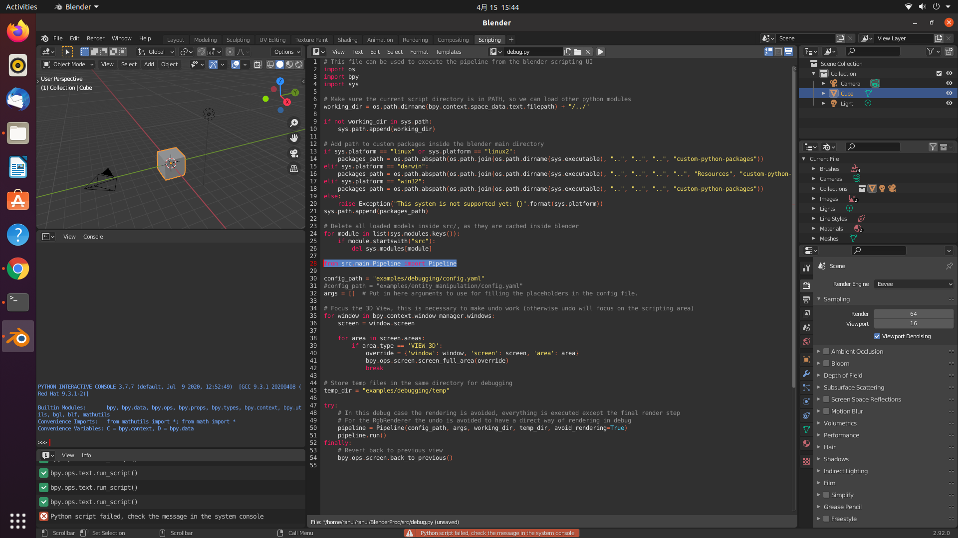 python script failed · Issue #189 · DLR-RM/BlenderProc · GitHub