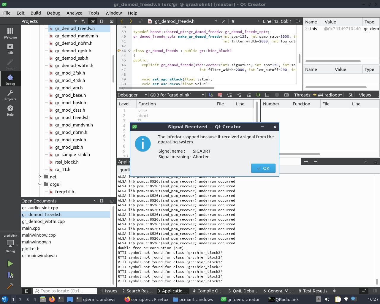 corrupted size vs. prev_size in fastbins · Issue #107 · qradiolink/qradiolink · GitHub