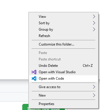 when you open vscode from context menu it opens a different version ...