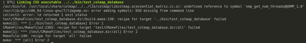 DSO Link Error when using colmap's database C++ API as a library · Issue #637 · colmap/colmap ...