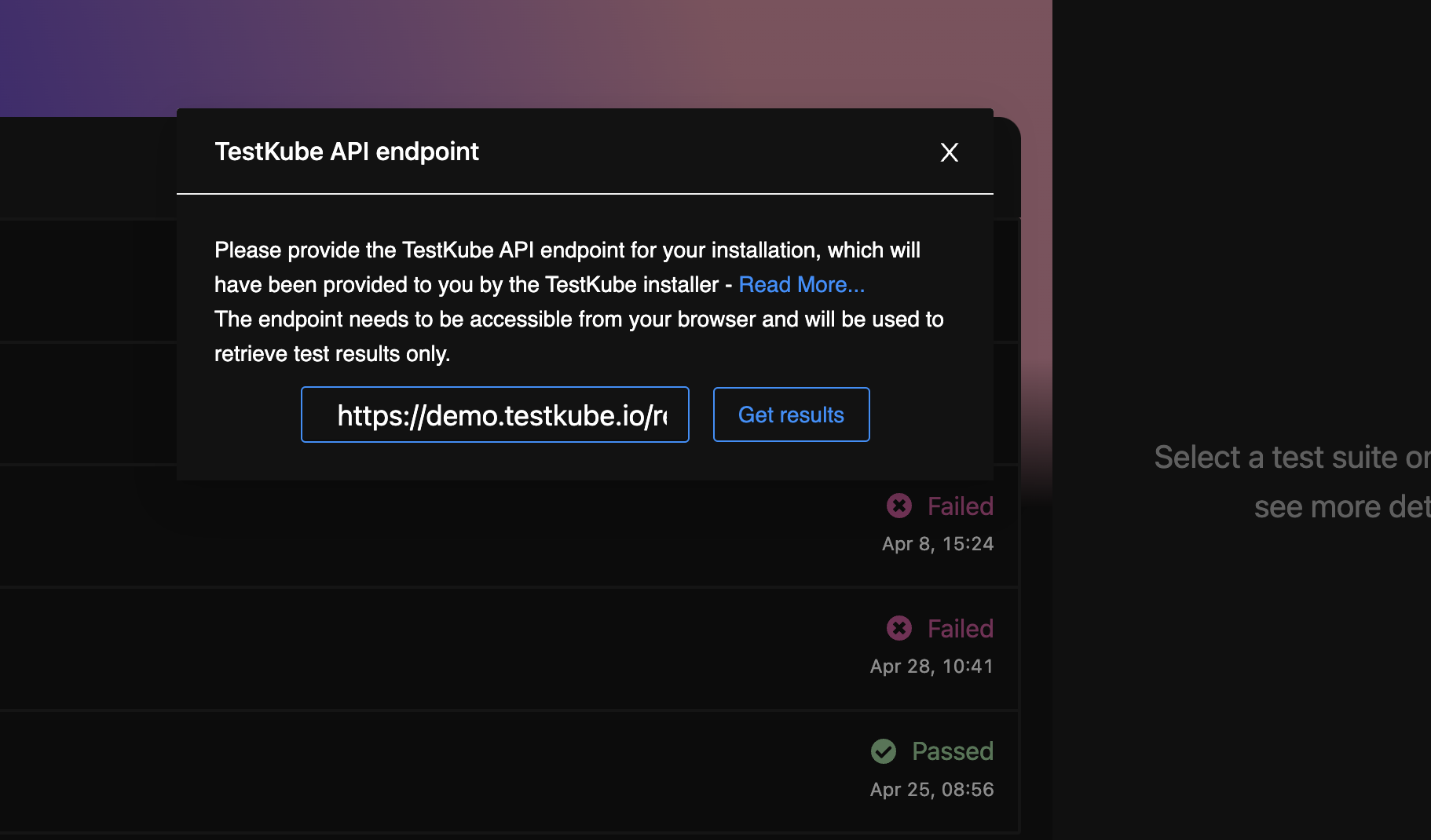 Dashboard Configuration Read More Link Is Broken · Issue 1419 · Kubeshop Testkube · Github