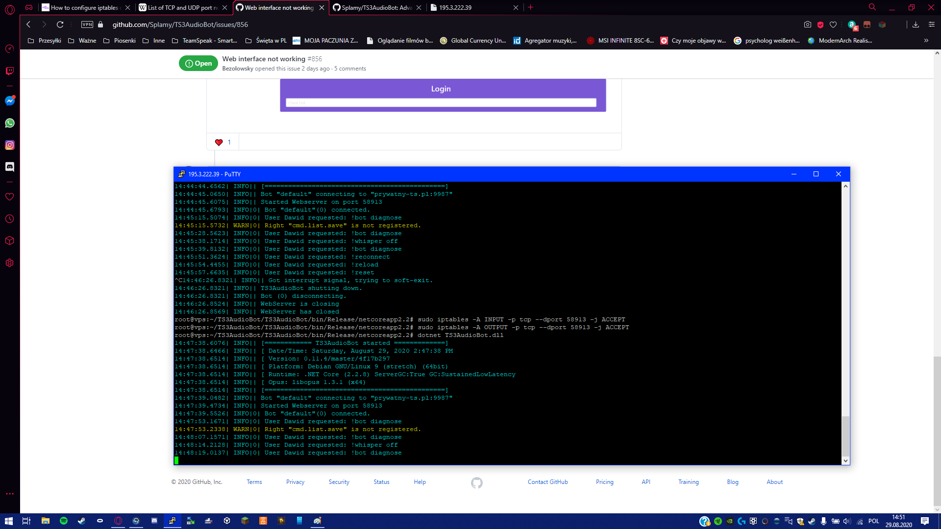 Web interface not working · Issue #856 · Splamy/TS3AudioBot · GitHub
