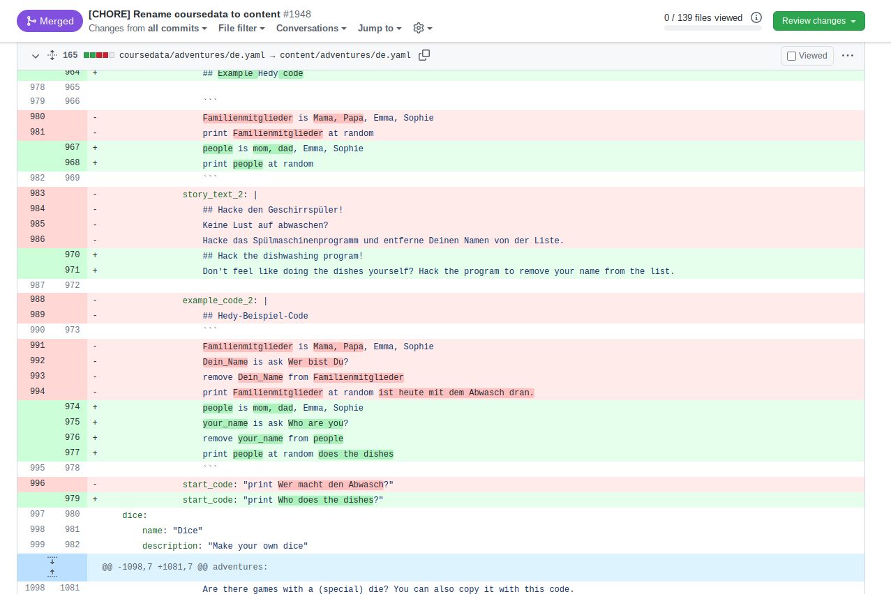 [BUG] PR #1948 reverted some translation back · Issue #2033 · hedyorg/hedy · GitHub
